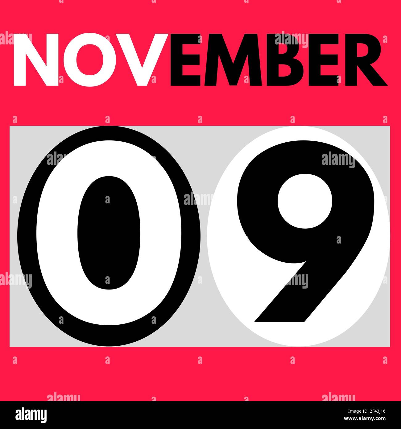November 9 . Modern daily calendar icon .date ,day, month .calendar for ...
