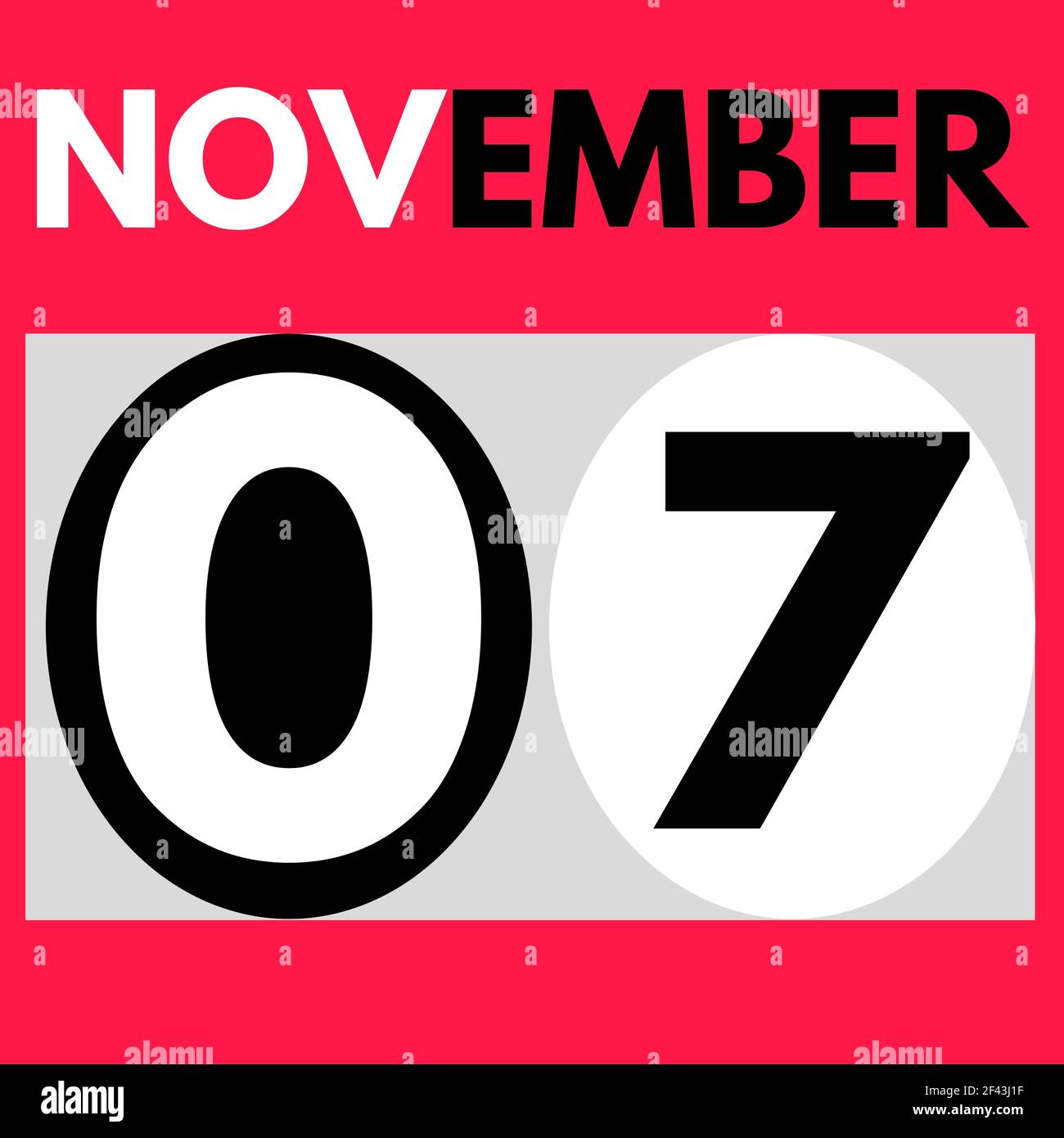 November 7 . Modern daily calendar icon .date ,day, month .calendar for ...