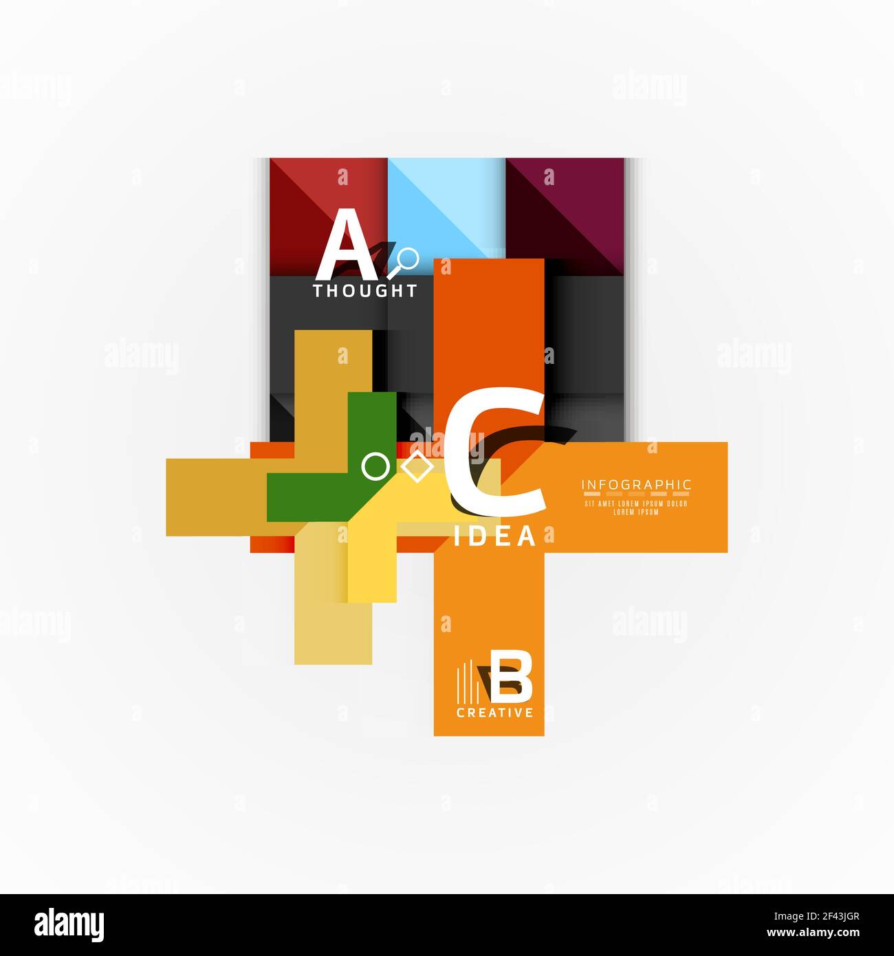 Abstract geometric option infographic banners, a b c steps process ...