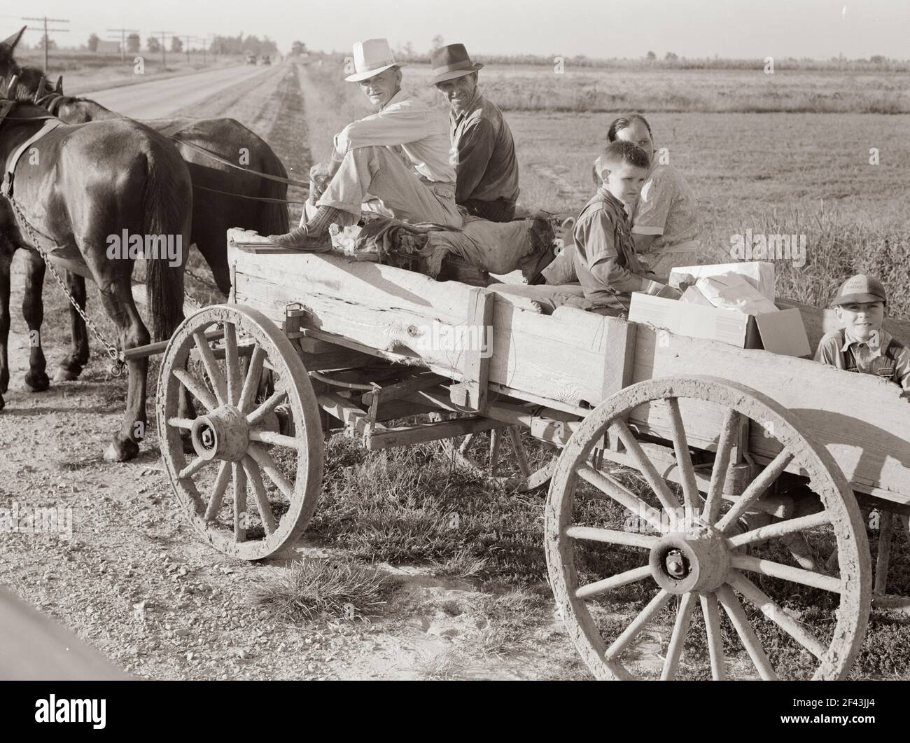 Horse and wagon is still a common means of transportation. Family ...