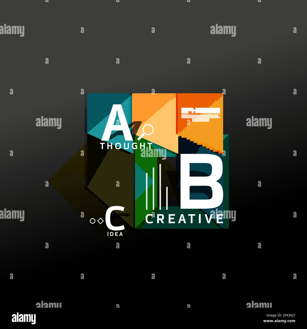 Geometric infographic banner, paper info diagram created with color ...