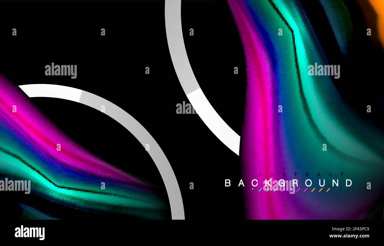 Liquid fluid colors holographic design with metallic style line shape ...