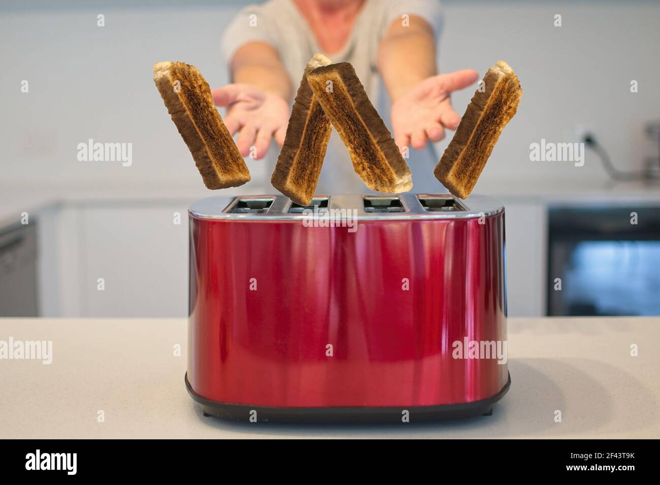 Person toast toaster hi-res stock photography and images - Alamy