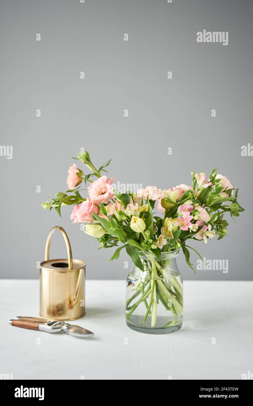 Bouquet 015. Finished flower arrangement in a vase for home. Flowers ...