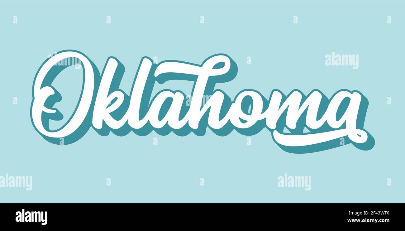 Hand sketched OKLAHOMA text. 3D vintage, retro lettering for poster ...