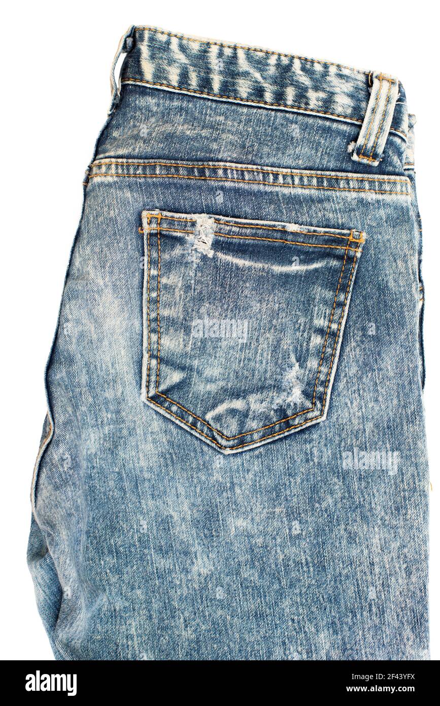 Close up of blue denim jeans fabric texture background Stock Photo - Alamy