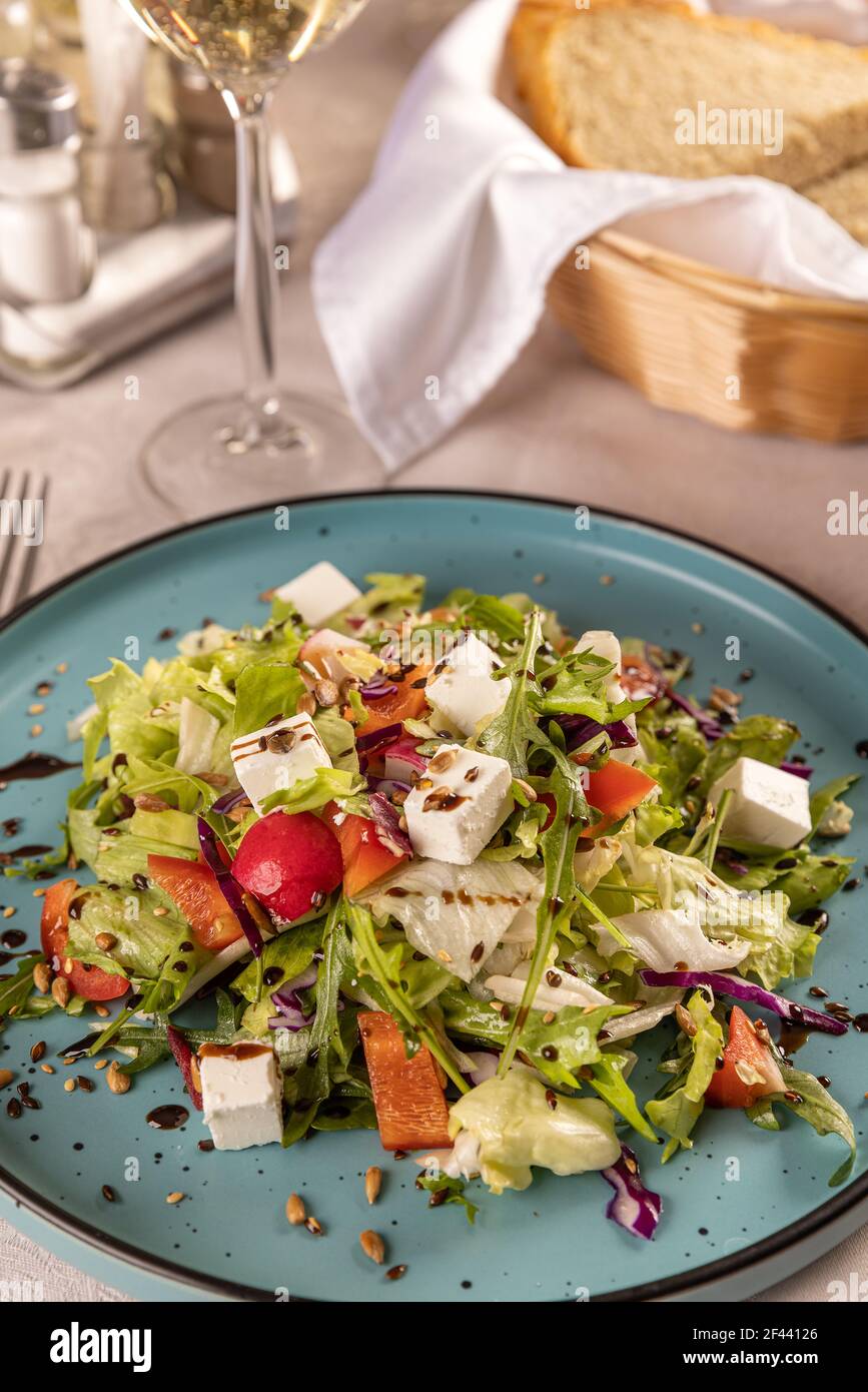 Healthy spring greek salad hi-res stock photography and images - Alamy