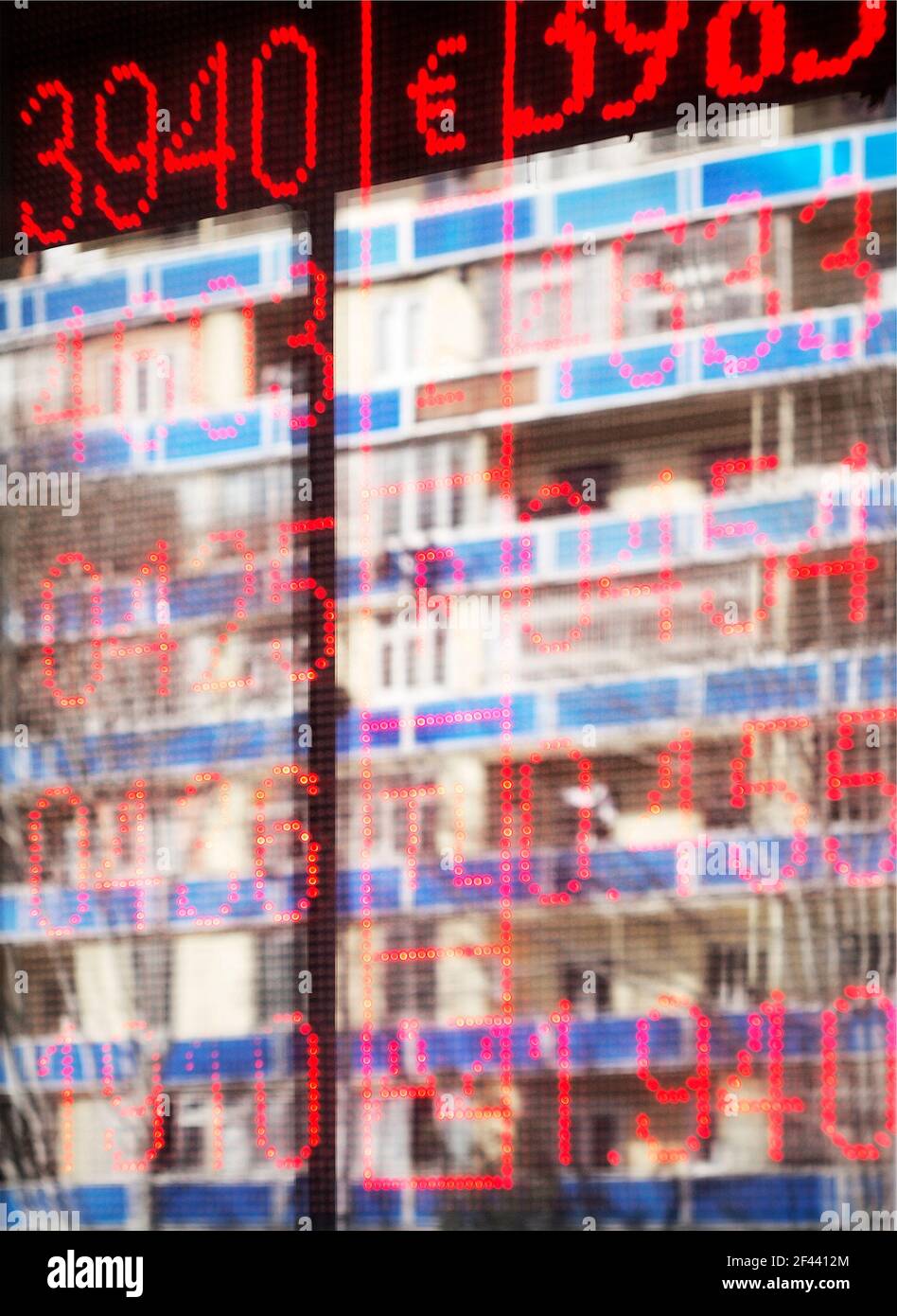 Blurry background with reflections and blurred numbers Stock Photo - Alamy