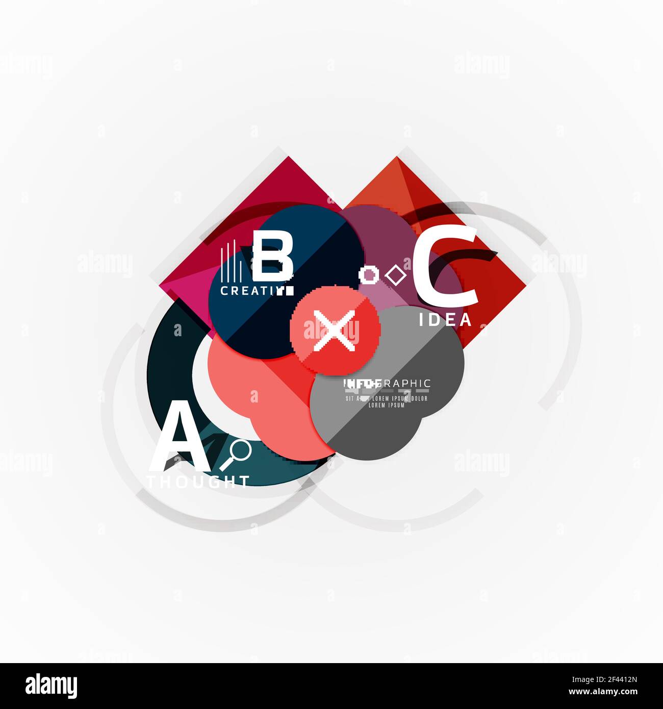 Abstract geometric option infographic banners, a b c steps process ...