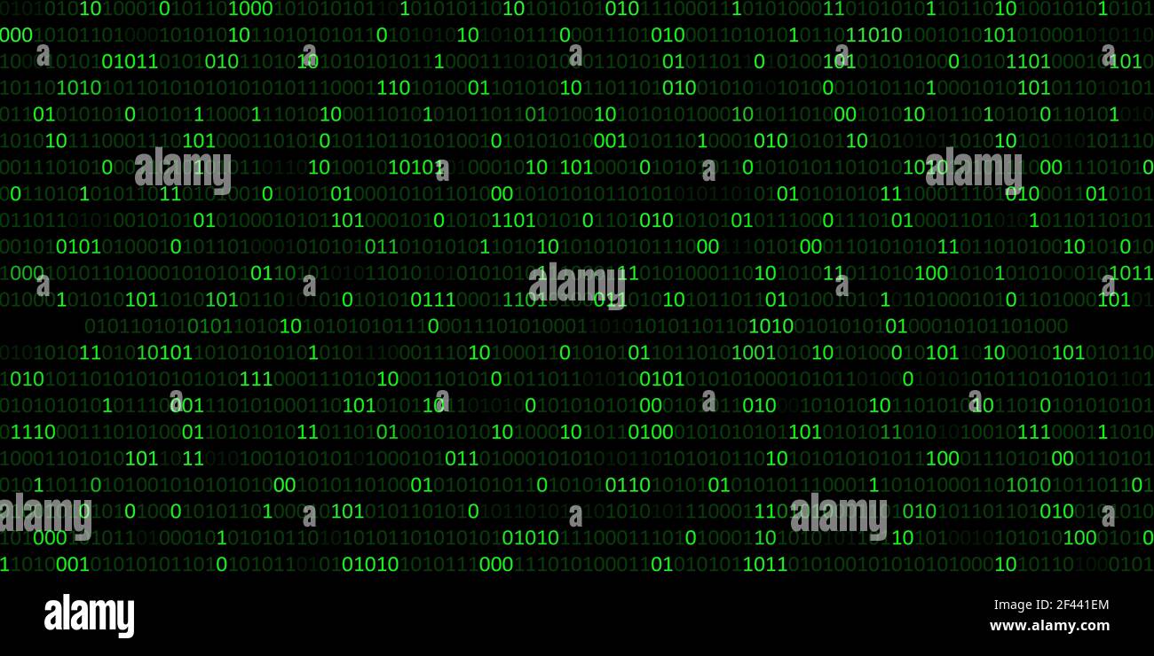 Abstract green binary code background with 0,1 digit in dark background. Number light with ...