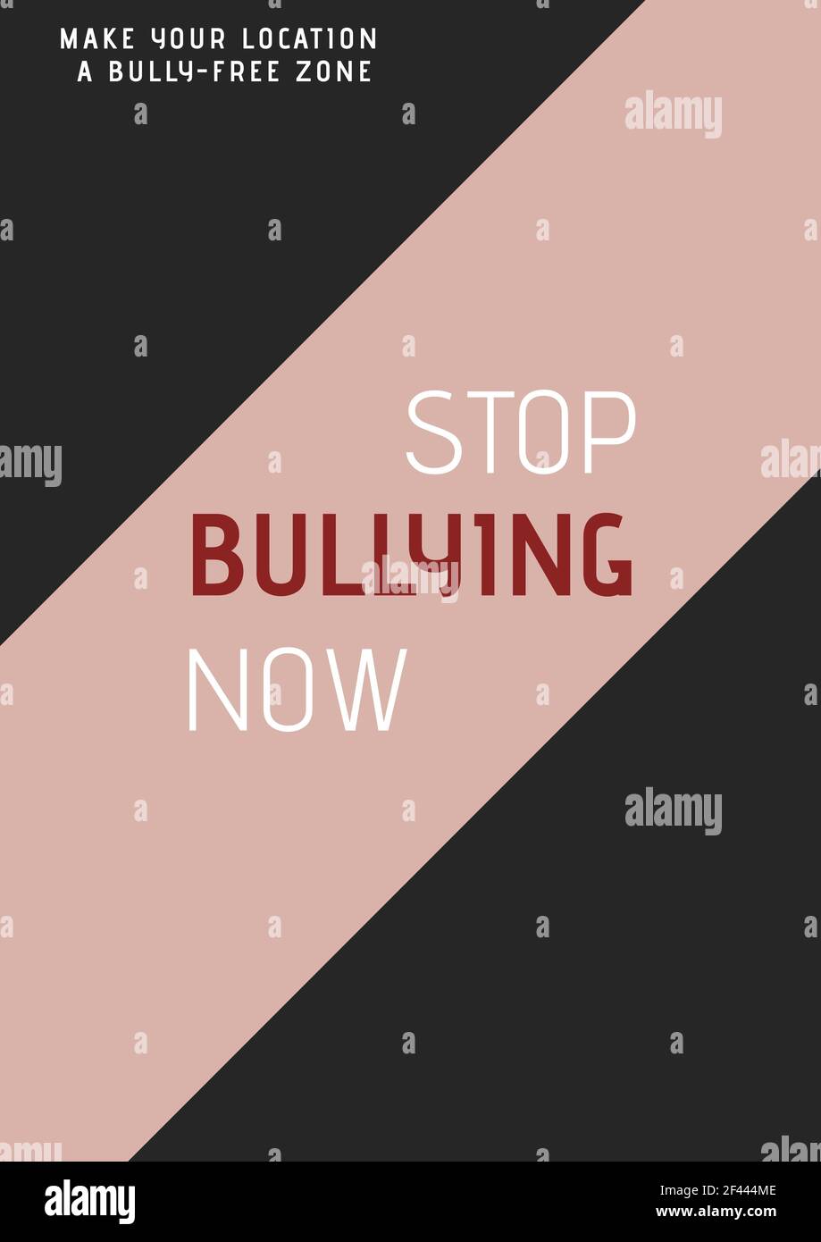 Digitally generated image of stop bullying now text against pink and ...