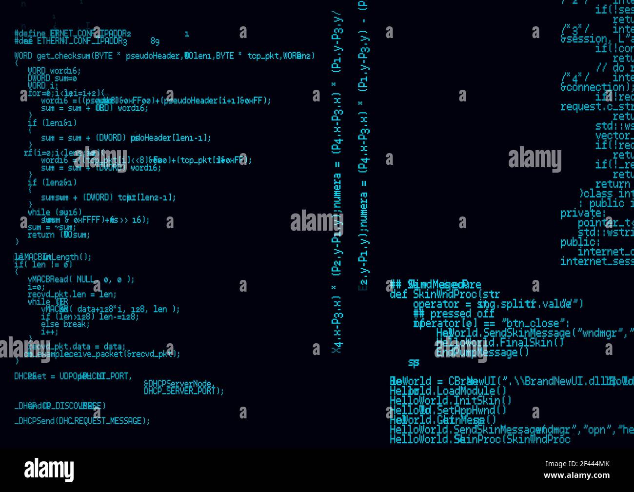 Composition of blue data processing over black background Stock Photo ...