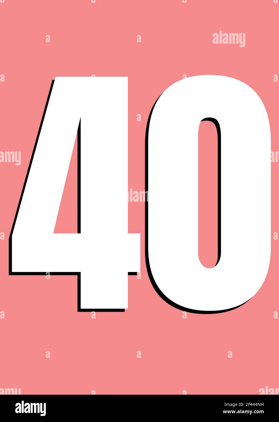 Digitally generated image of 40 number text against pink background ...