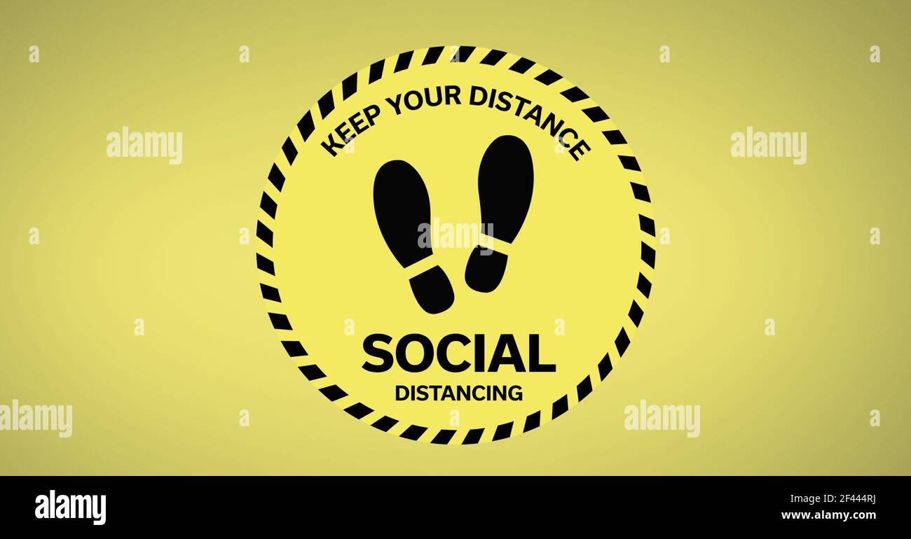 Illustration of keep your distance social distancing and footprints ...