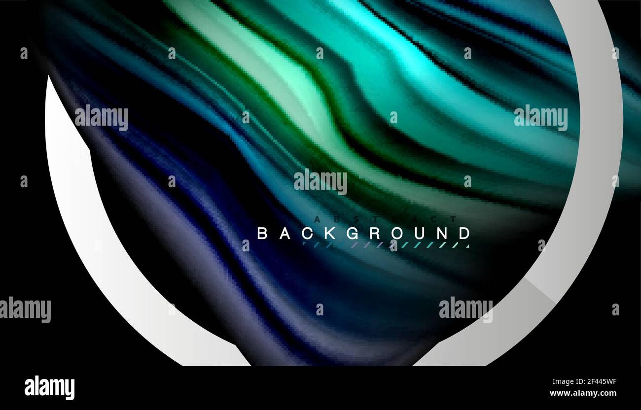 Liquid fluid colors holographic design with metallic style line shape ...