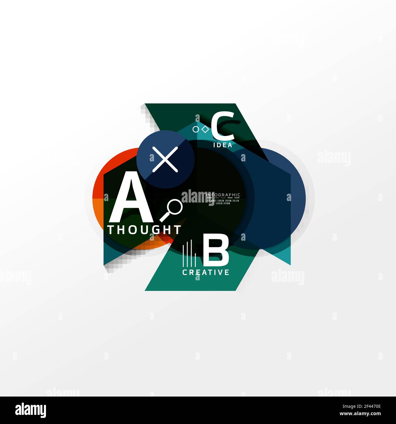 Geometric infographic banner, paper info diagram created with color ...