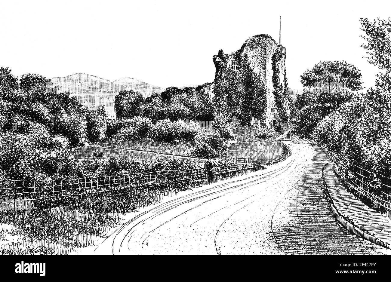 A 19th Century sketch of Ross Castle, a 15th-century tower house and ...