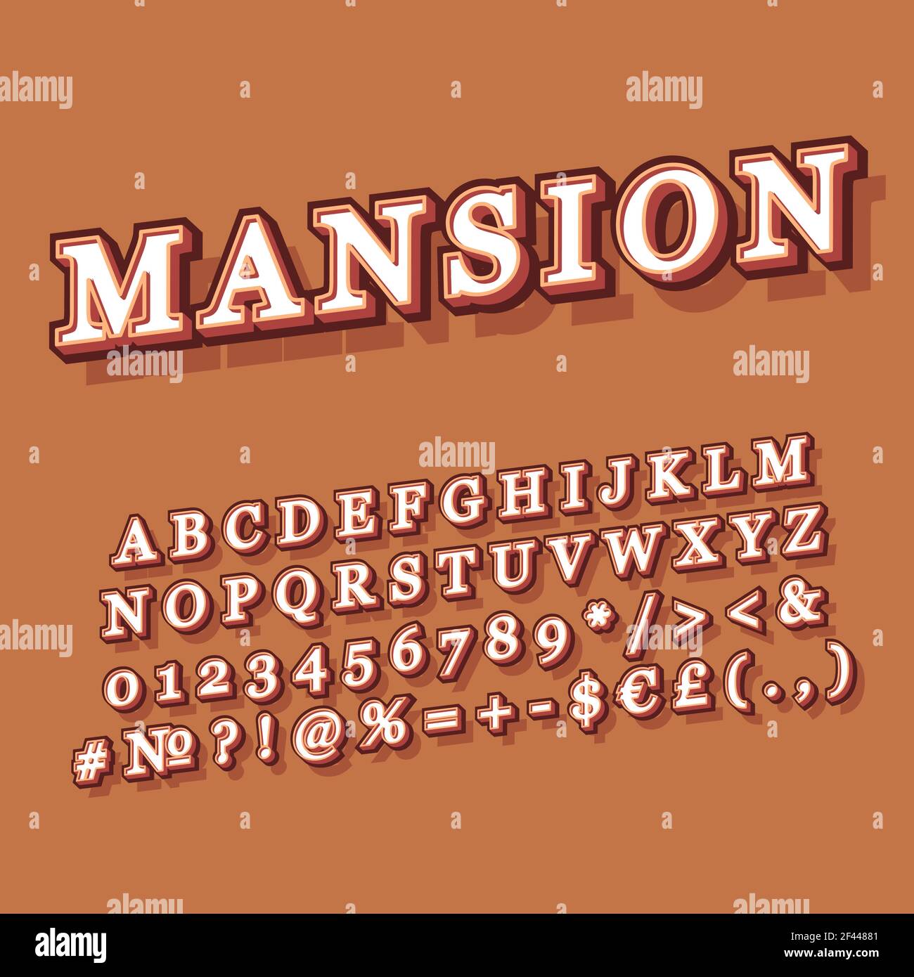 Mansion vintage 3d vector alphabet set Stock Vector Image & Art - Alamy
