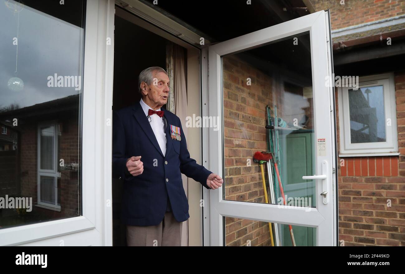 99 year old World War Two veteran, Charlie Pallett, practices his ...