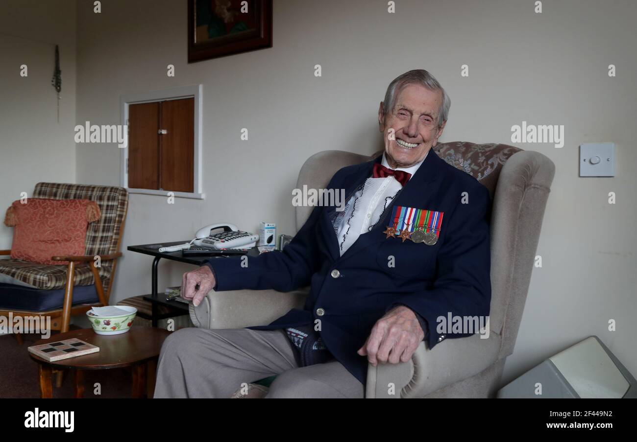 99 year old World War Two veteran, Charlie Pallett, practices his ...