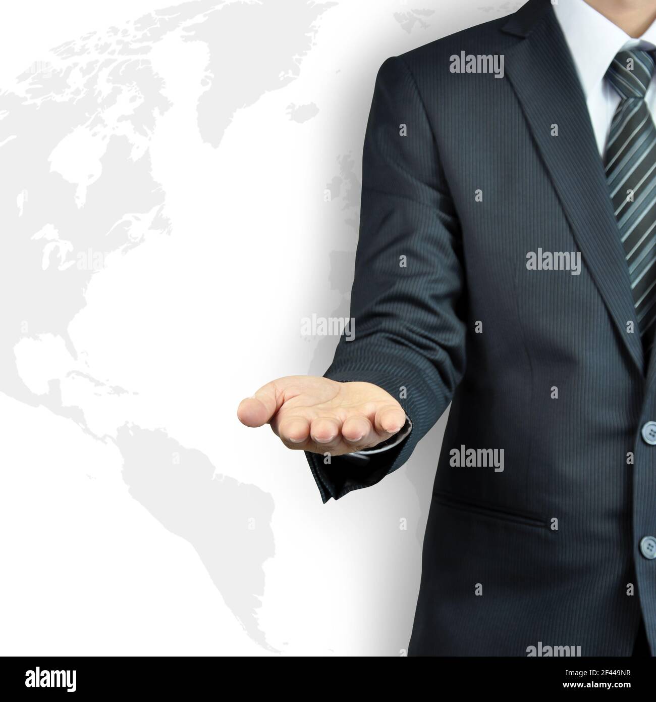 Empty open palm of a businessman - can put your texts or pictures above ...