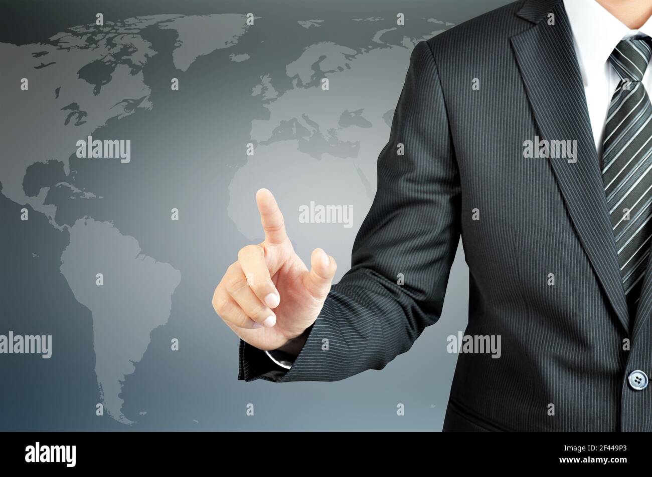 Pointing at world map hi-res stock photography and images - Alamy