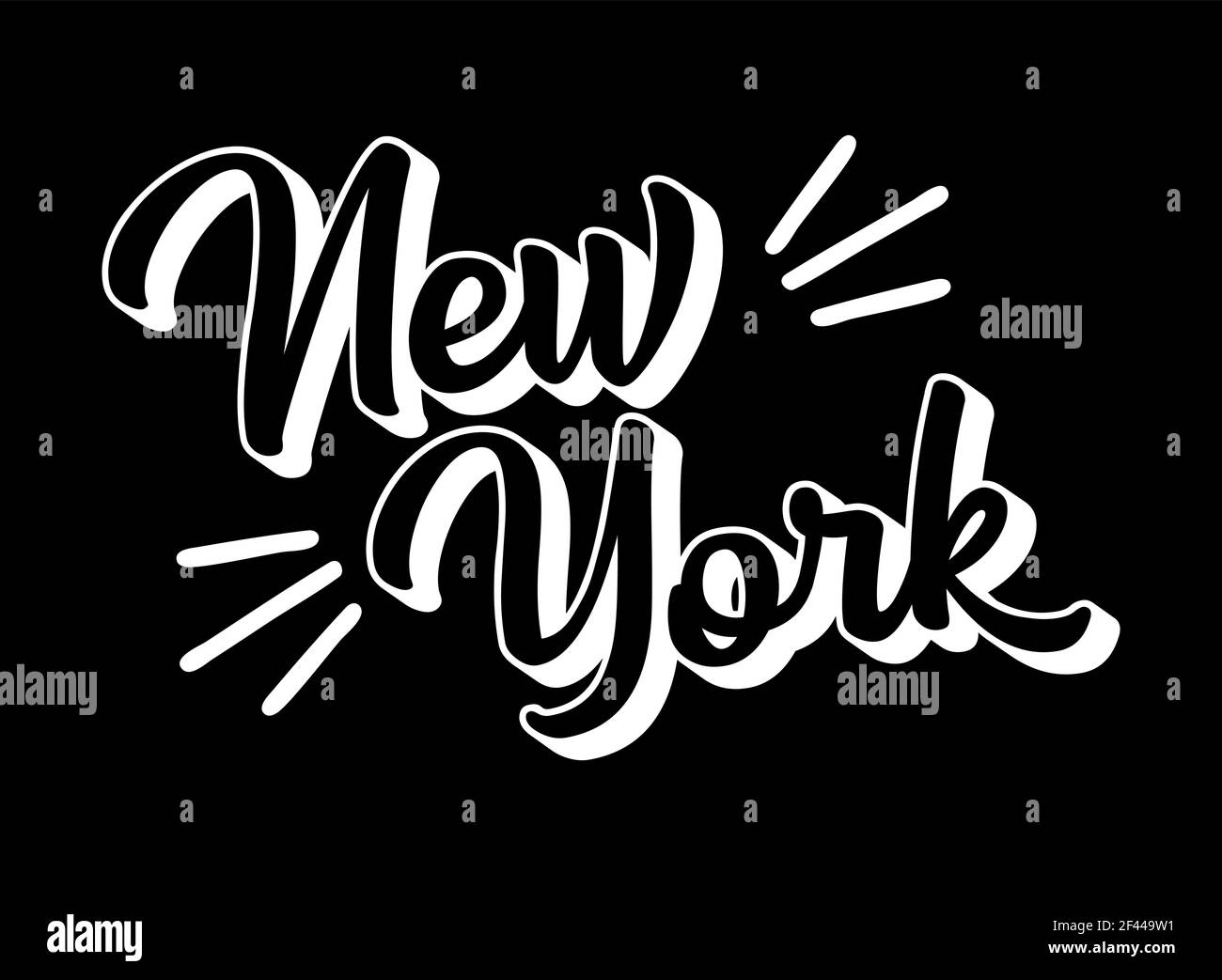 Hand sketched NEW YORK text. 3D vintage, retro lettering for poster ...