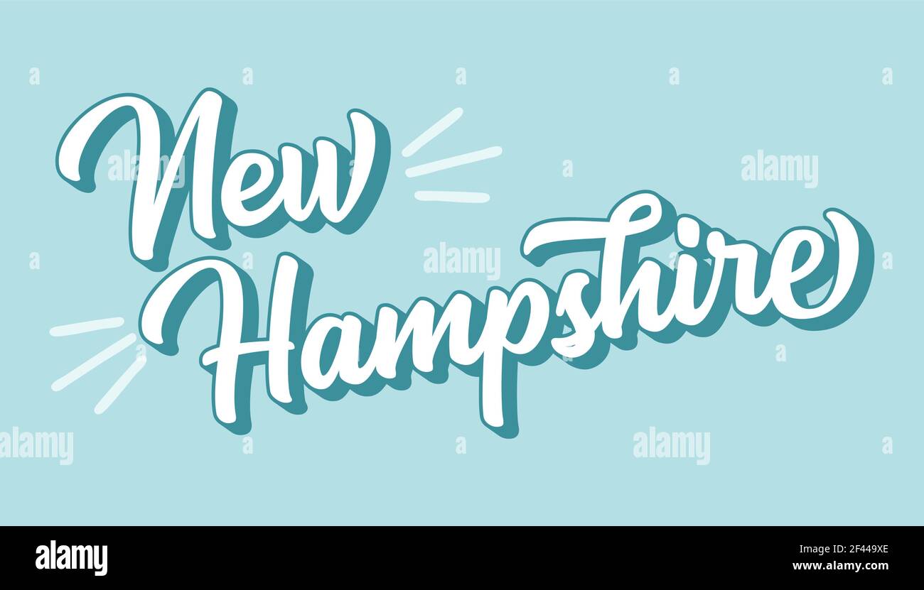 Hand sketched NEW HAMPSHIRE text. 3D vintage, retro lettering for ...