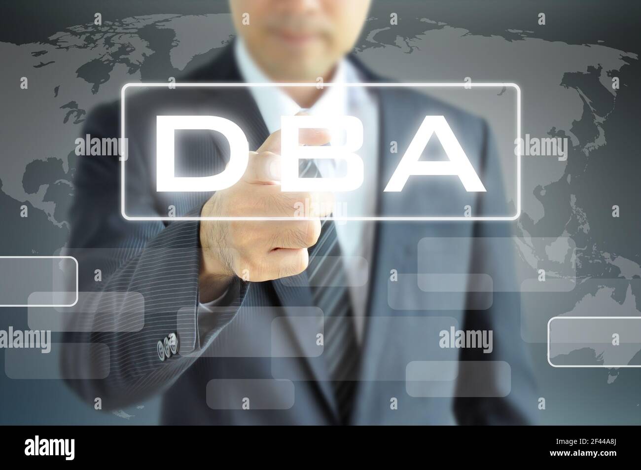 DBA or Doctor of Business Administration sign on virtual screen ...