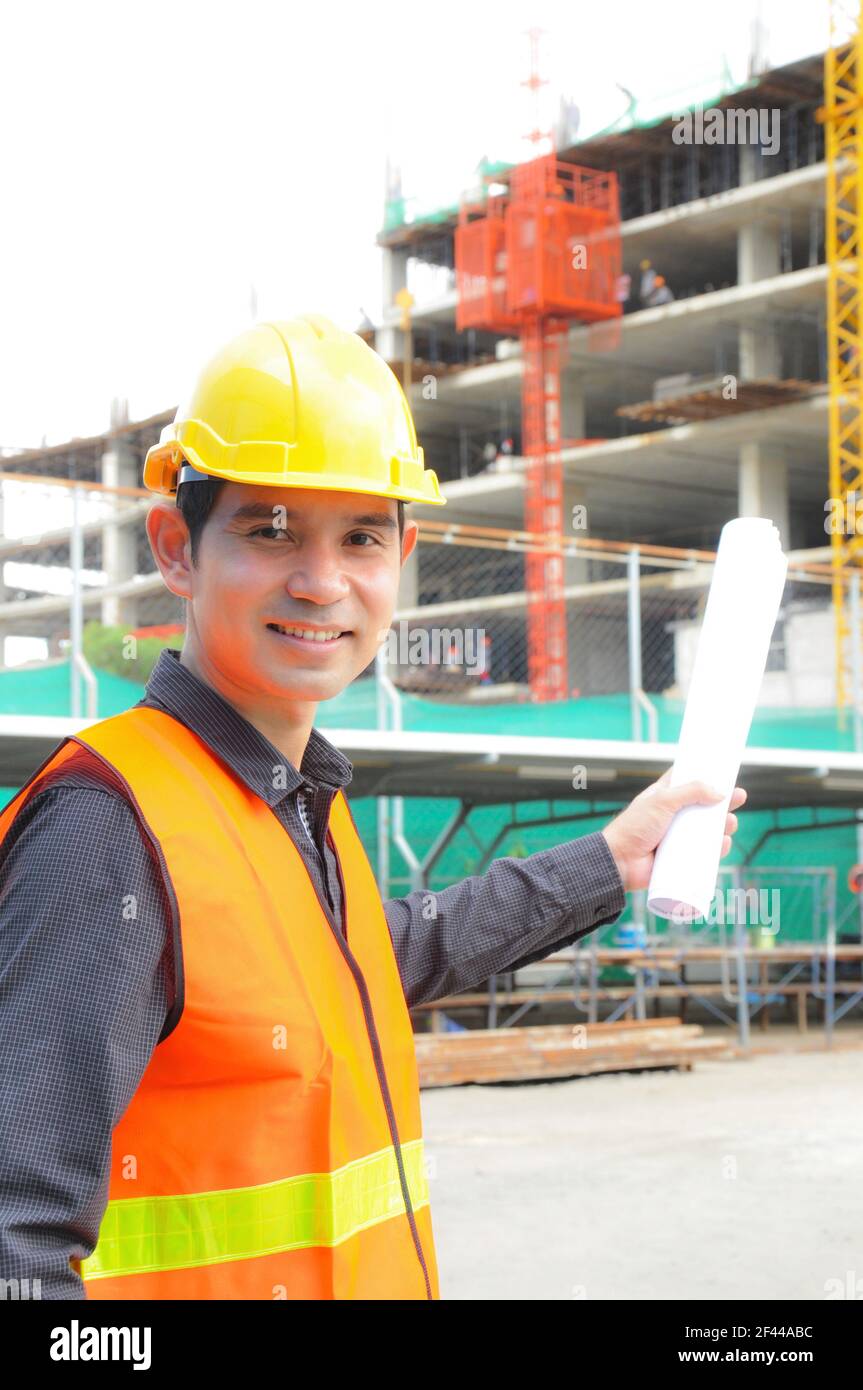 Architect in helmet checking construction hi-res stock photography and ...