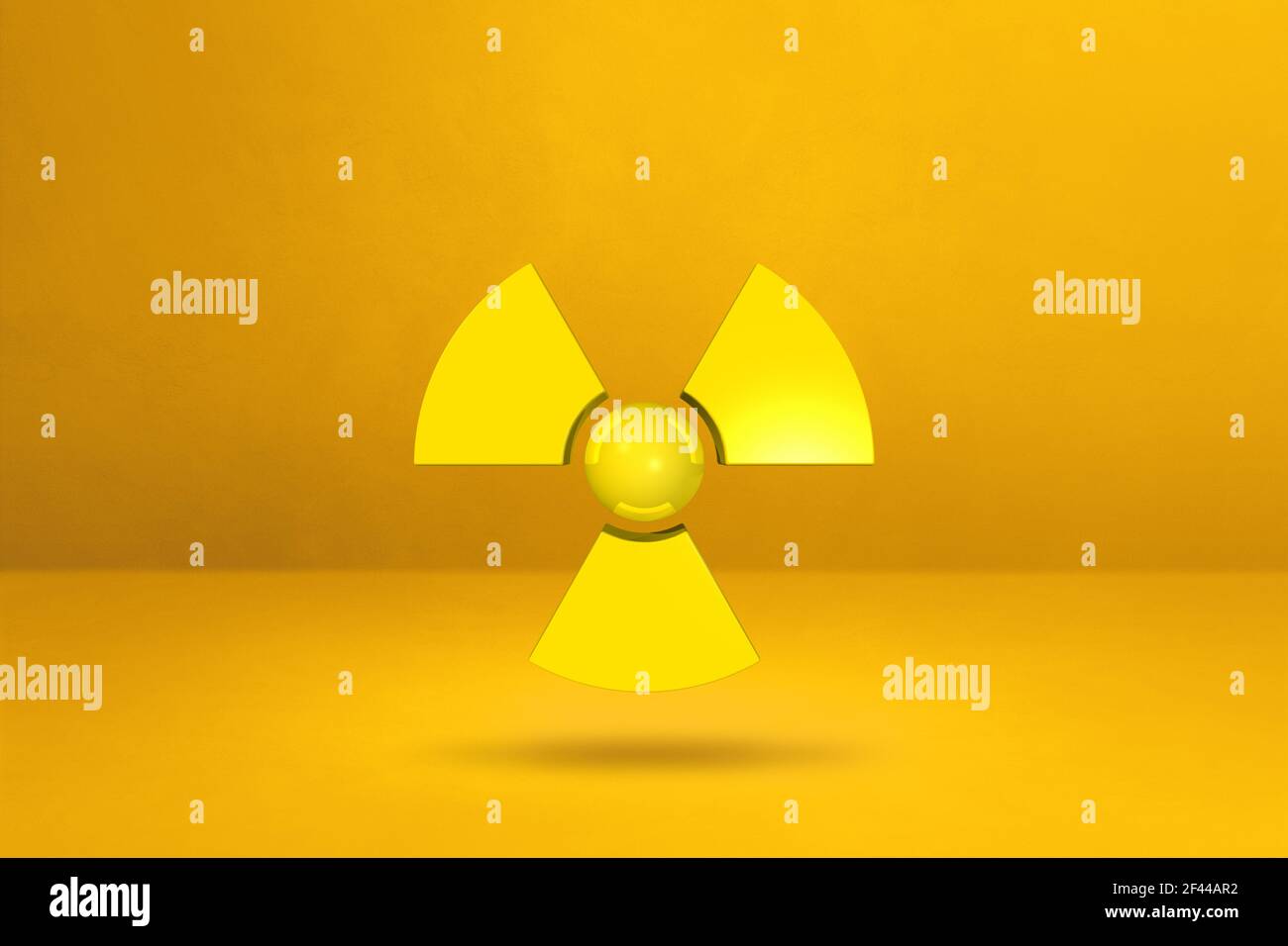 Radioactive symbol isolated on a yellow studio background. 3D ...
