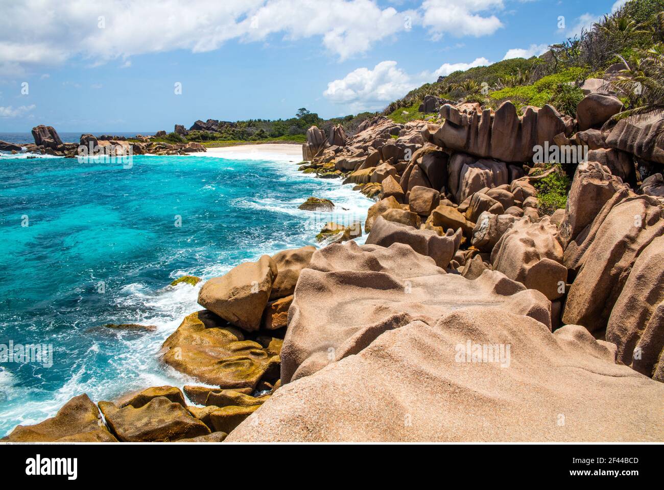 geography / travel, Seychelles, La Digue, granite rocks on the south ...