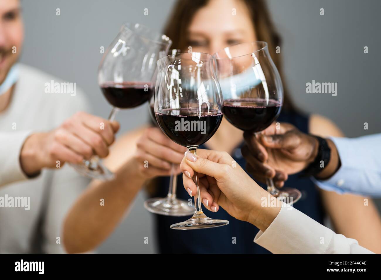 Fun People Food Party. Friends Having Dinner Stock Photo - Alamy