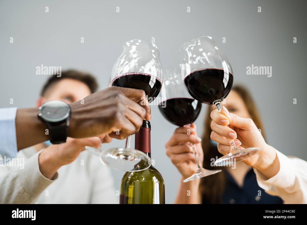 Fun People Food Party. Friends Having Dinner Stock Photo - Alamy