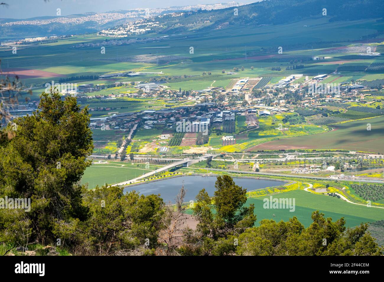 View of the Jezreel valley from Mount Gilboa observation point, Israel ...