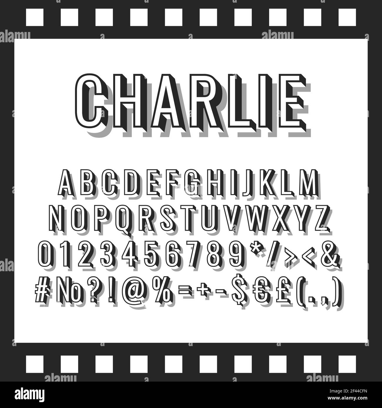 Charlie vintage 3d vector alphabet set Stock Vector Image & Art - Alamy