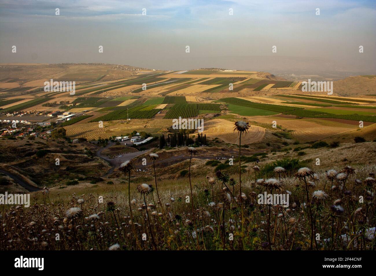 View of the Jezreel valley from Mount Gilboa observation point, Israel ...