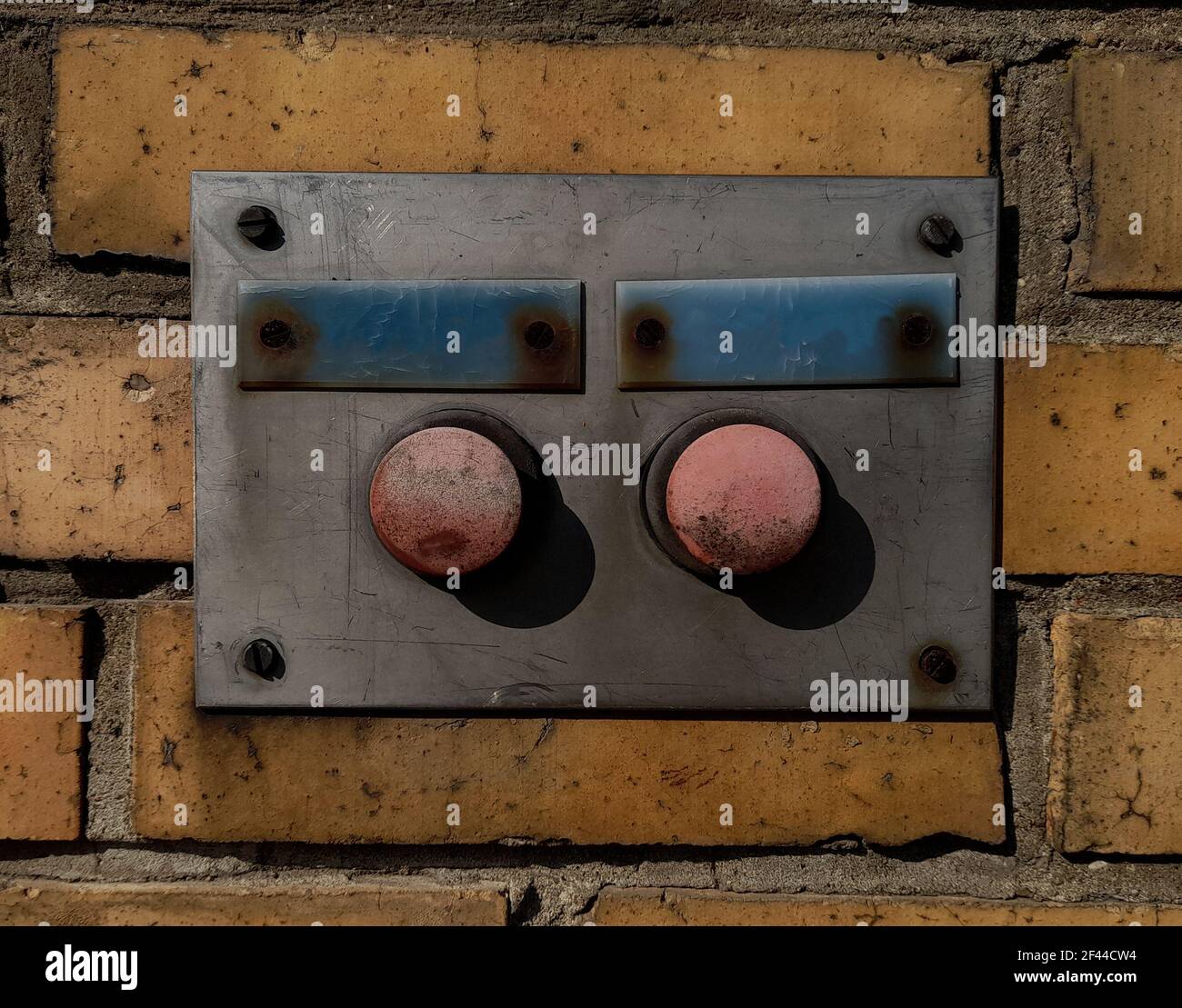 intage old intercom on a street of a big red button Stock Photo - Alamy