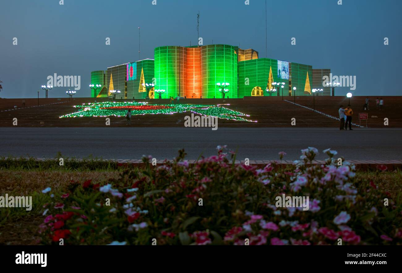 Grand building of Bangladesh National Parliament or Jatiya Sangsad ...