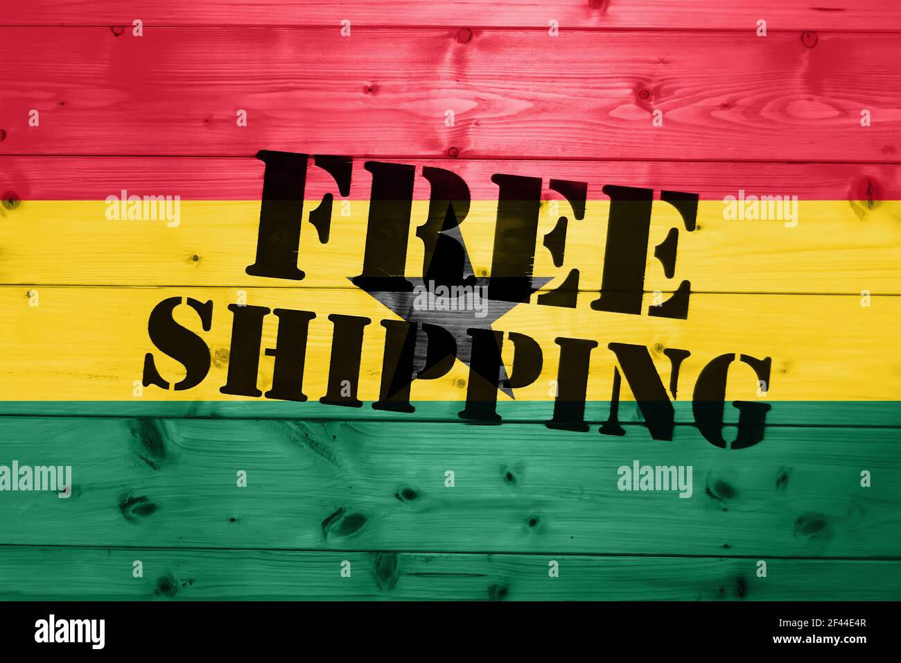 Ghana flag, Free Shipping on wooden transport box with flag Logistics ...