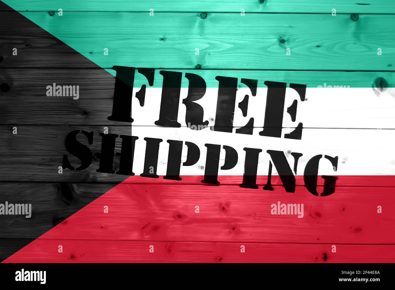 Kuwait flag, Free Shipping on wooden transport box with flag Logistics ...