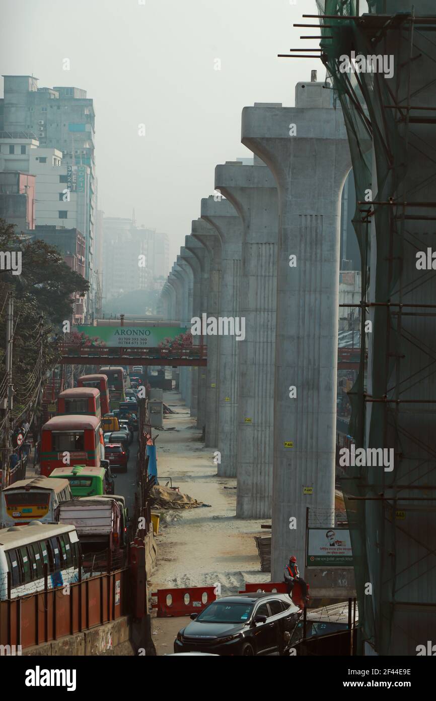 mega Metrorail project progressing in the city of Dhaka. metro train ...