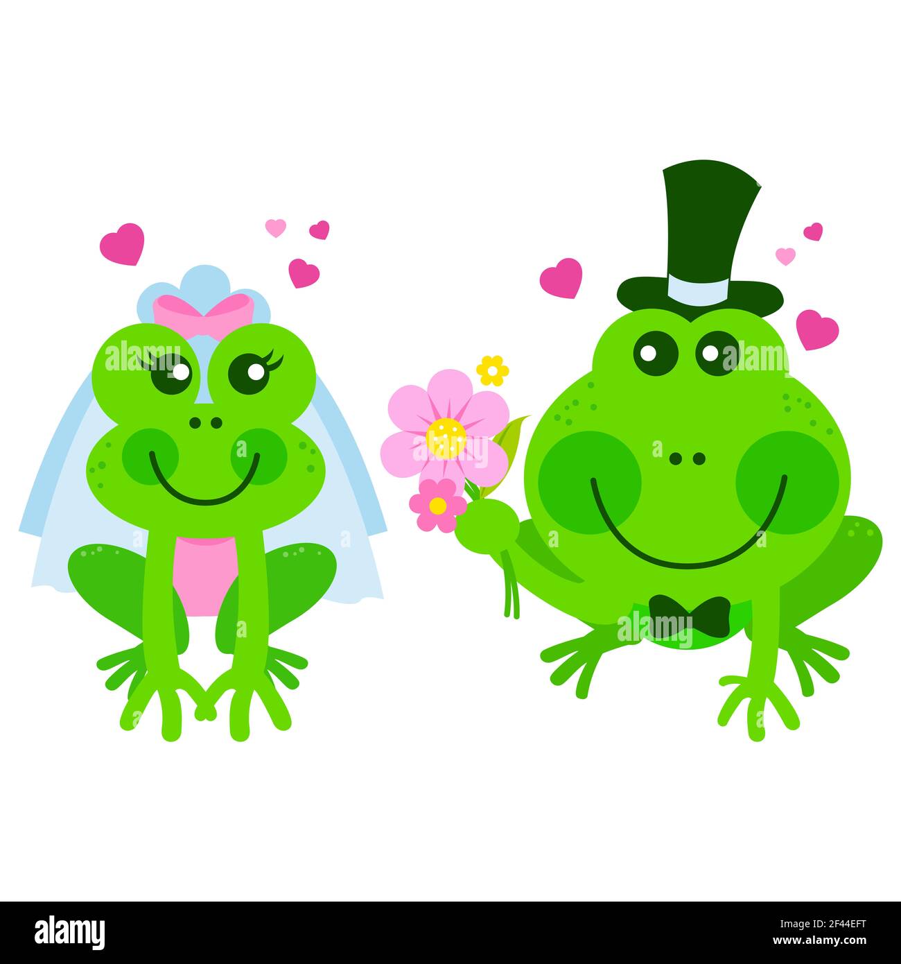 Illustration of cute bride and groom frogs and toads getting married ...