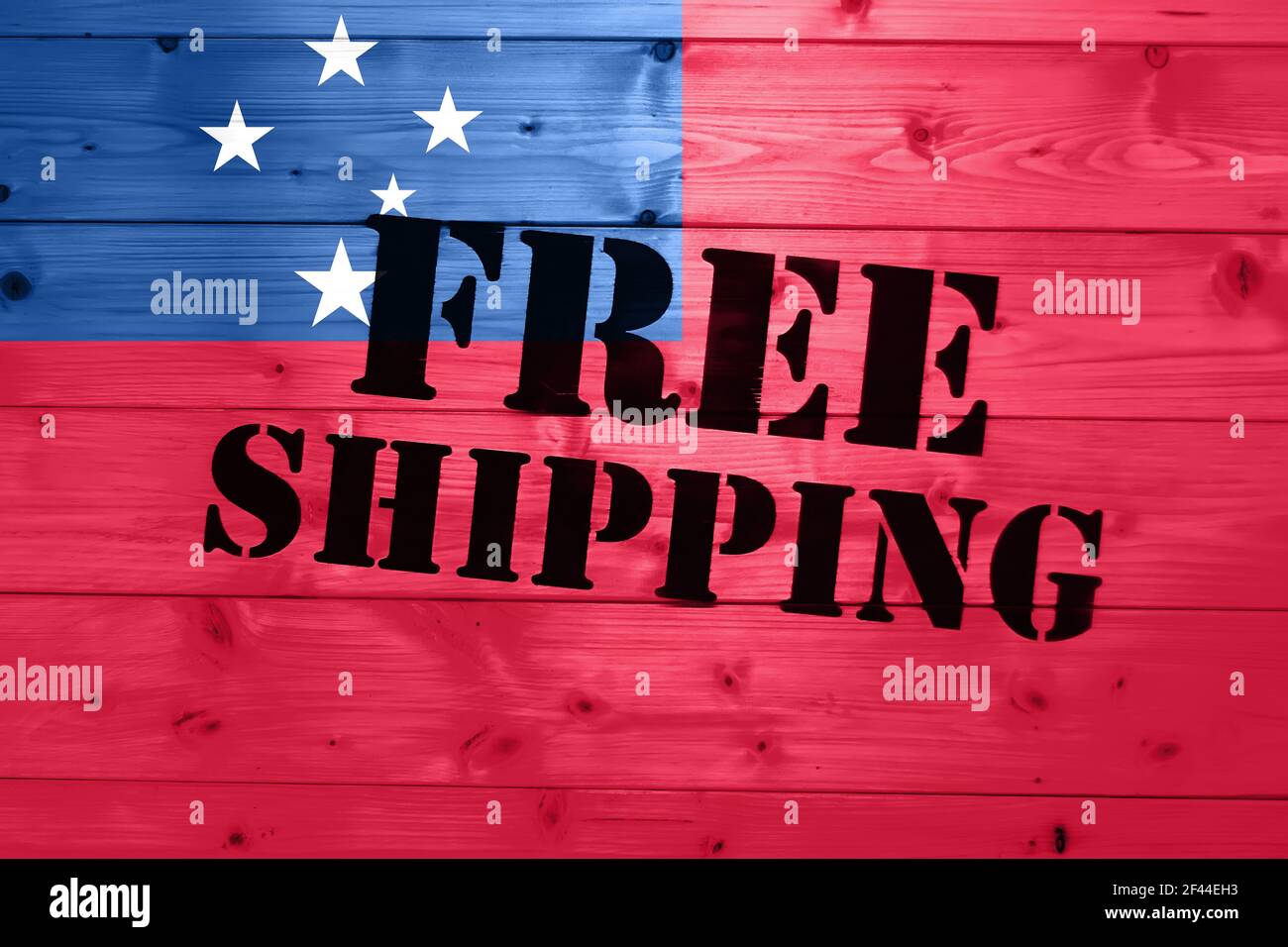 Samoa flag, Free Shipping on wooden transport box with flag Logistics ...