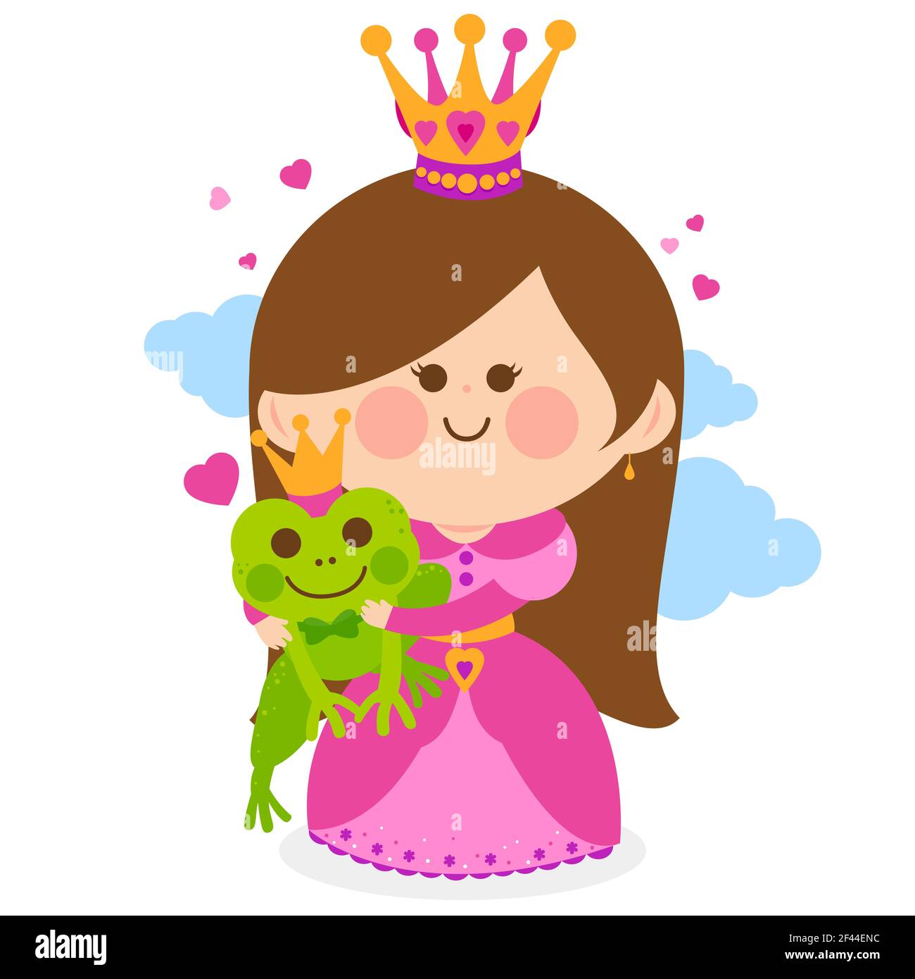 Beautiful princess holding a magical frog. Pretty princess and the frog ...