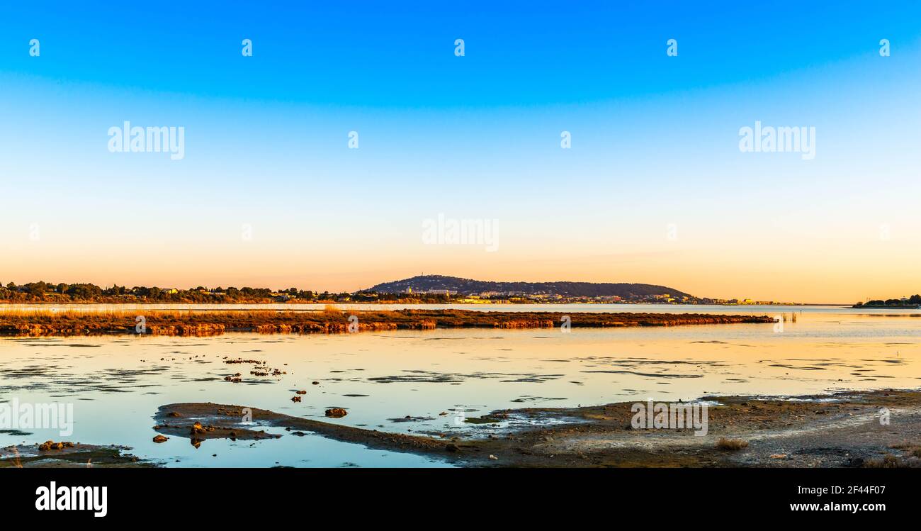 Mont Saint Clair in Sète and the Thau lagoon, in Occitanie, France ...