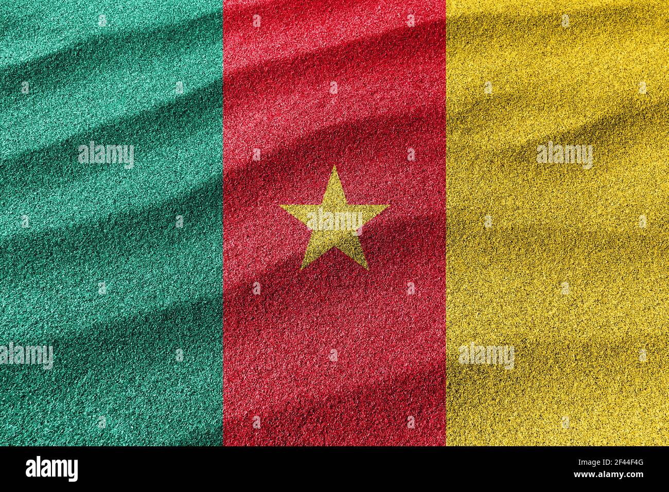 Cameroon sand flag, national flag sand background Stock Photo - Alamy