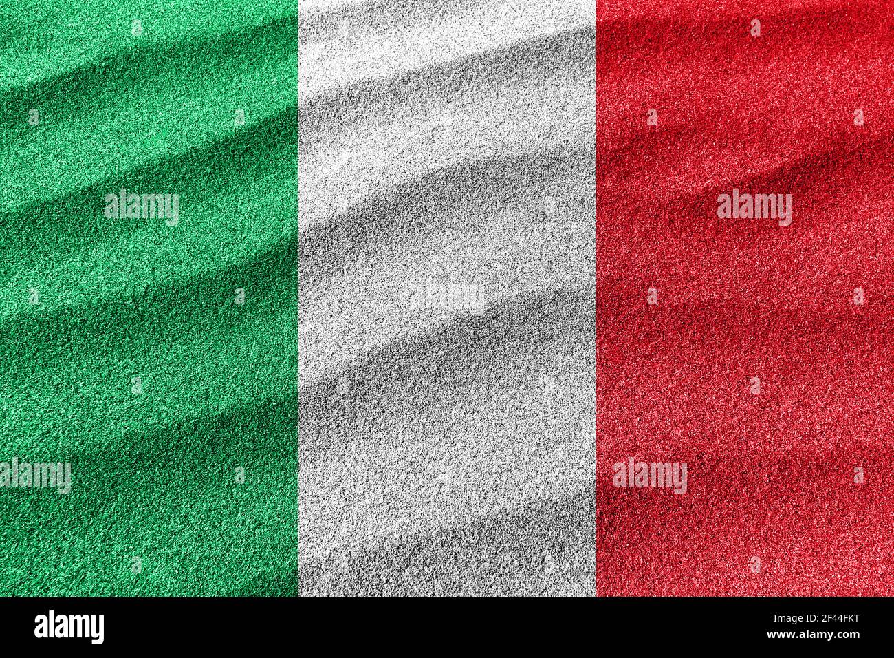 Italy sand flag, national flag sand background Stock Photo - Alamy