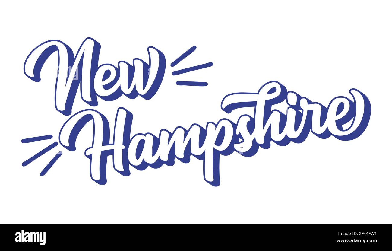 Hand sketched NEW HAMPSHIRE text. 3D vintage, retro lettering for ...