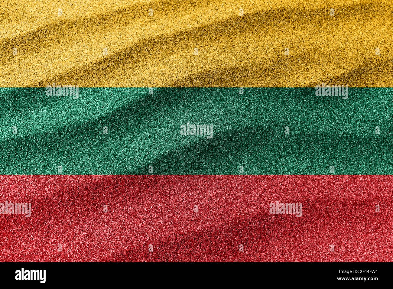 Lithuania sand flag, national flag sand background Stock Photo - Alamy